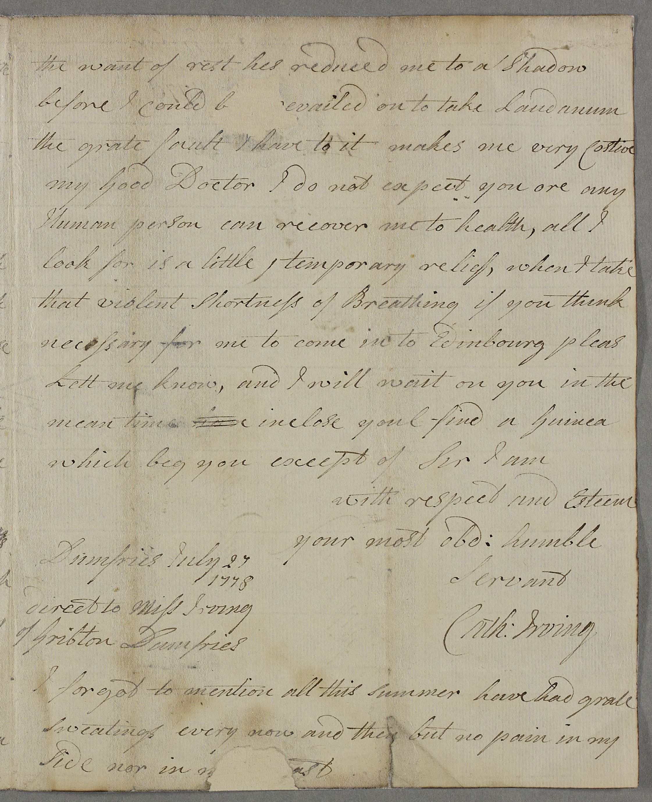 The Cullen Project | [ID:1535] From: Miss Catherine Irving (of Gribton ...