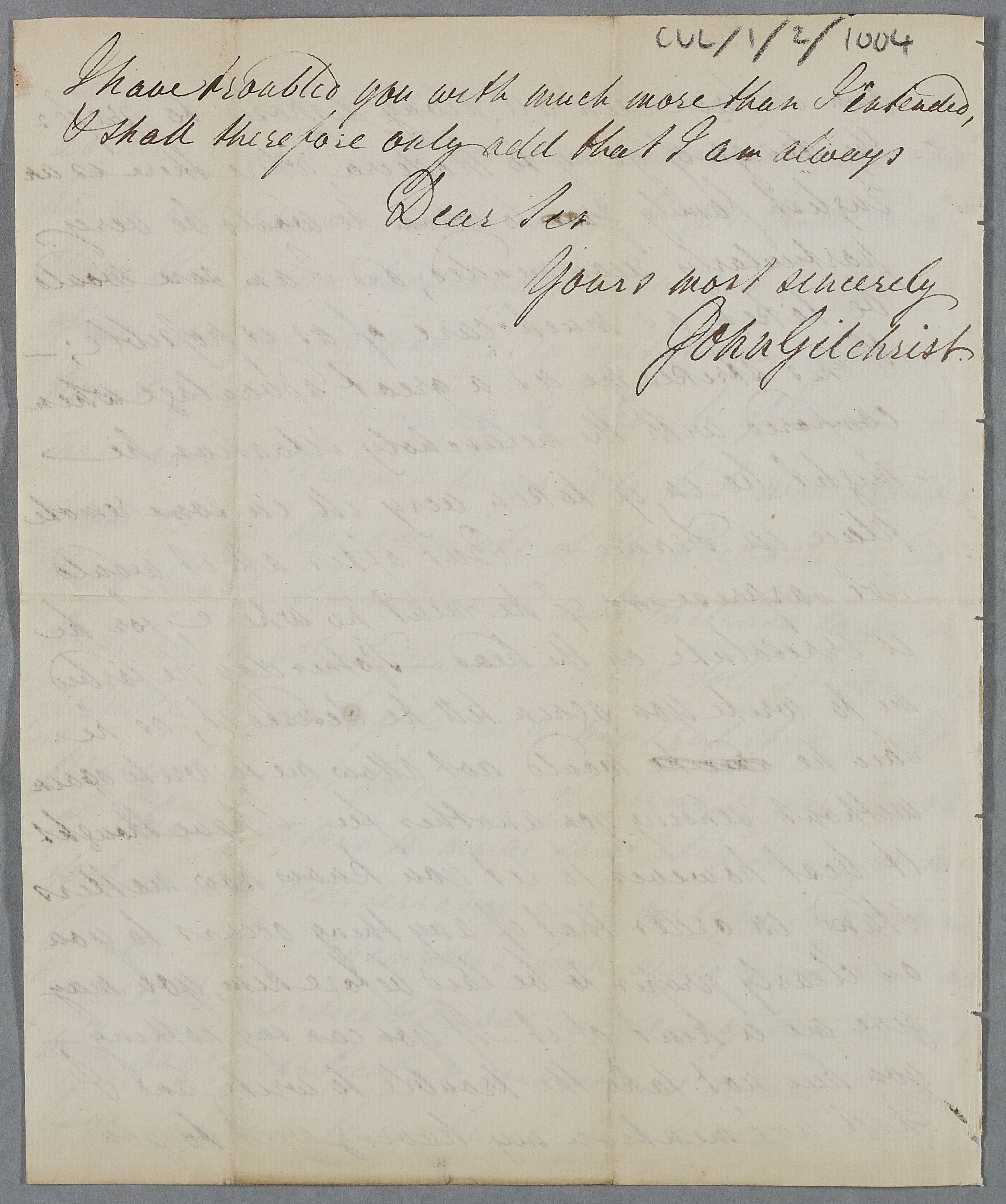 The Cullen Project | [ID:1925] From: Dr John Gilchrist (of Speddoch ...