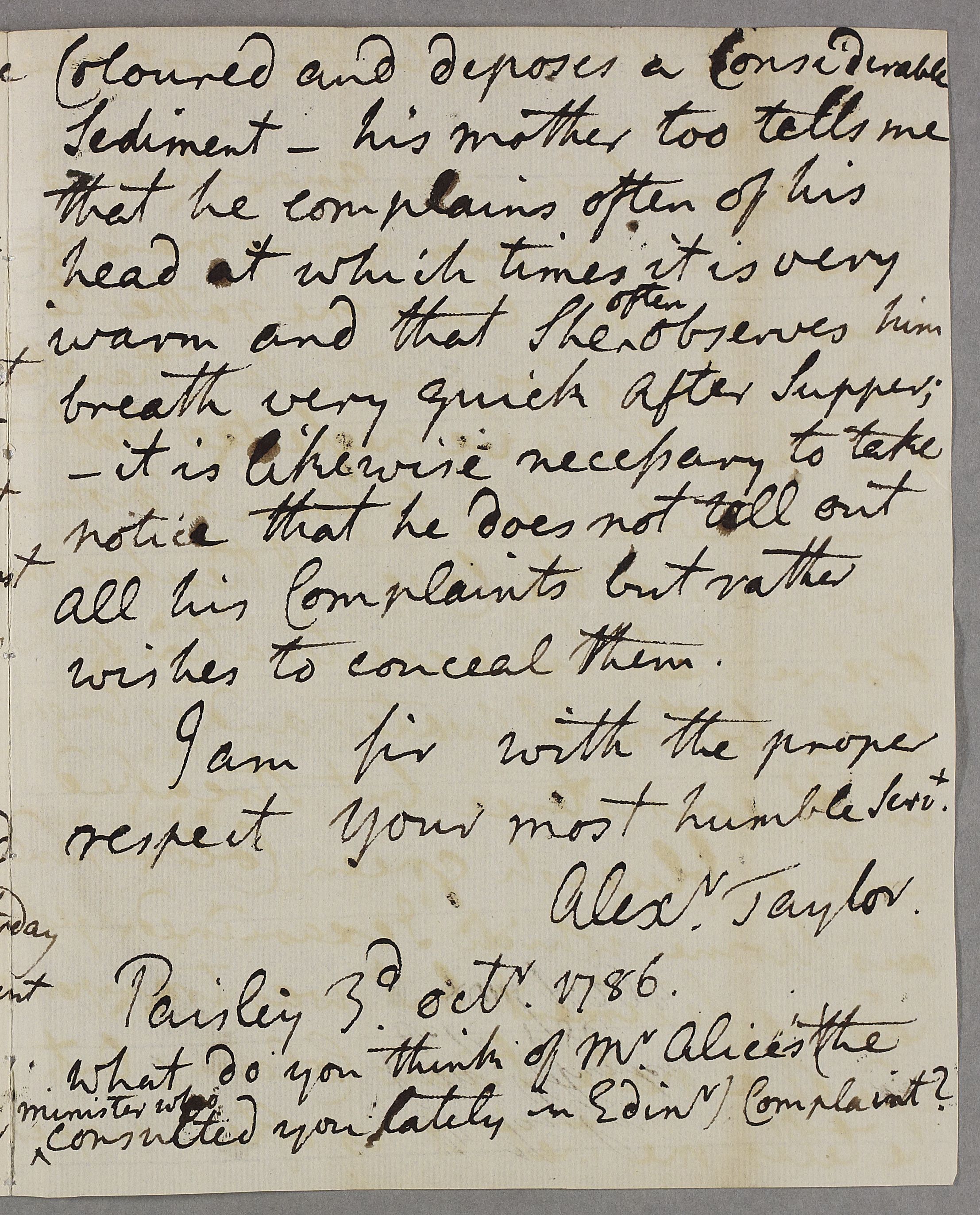 The Cullen Project | [ID:2894] From: Dr Alexander Taylor (Sanders) / To ...