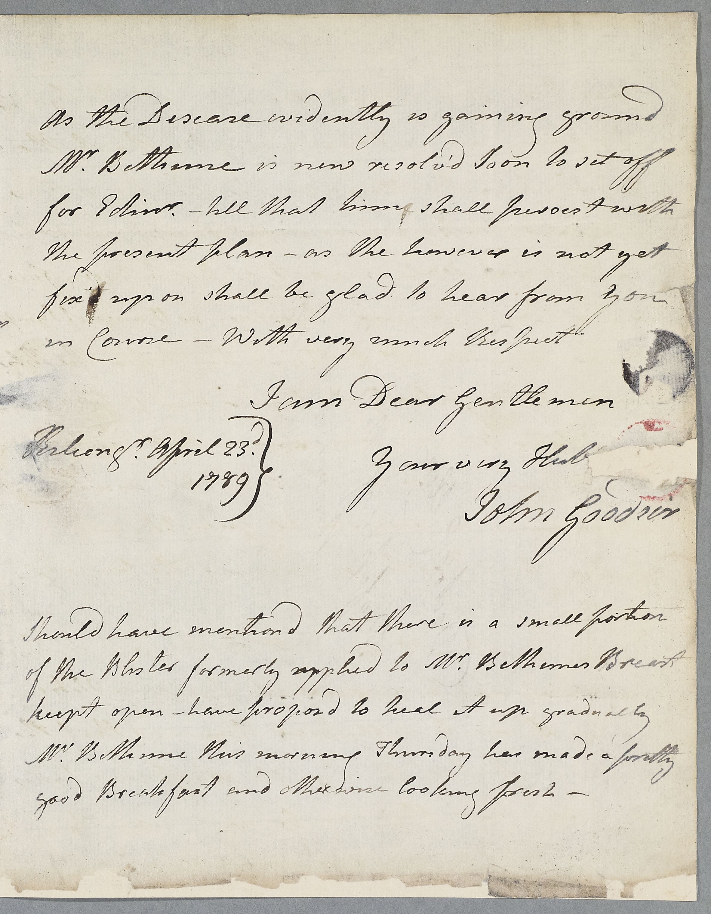 The Cullen Project | [ID:3504] From: Mr John Goodsir / To: Dr William ...