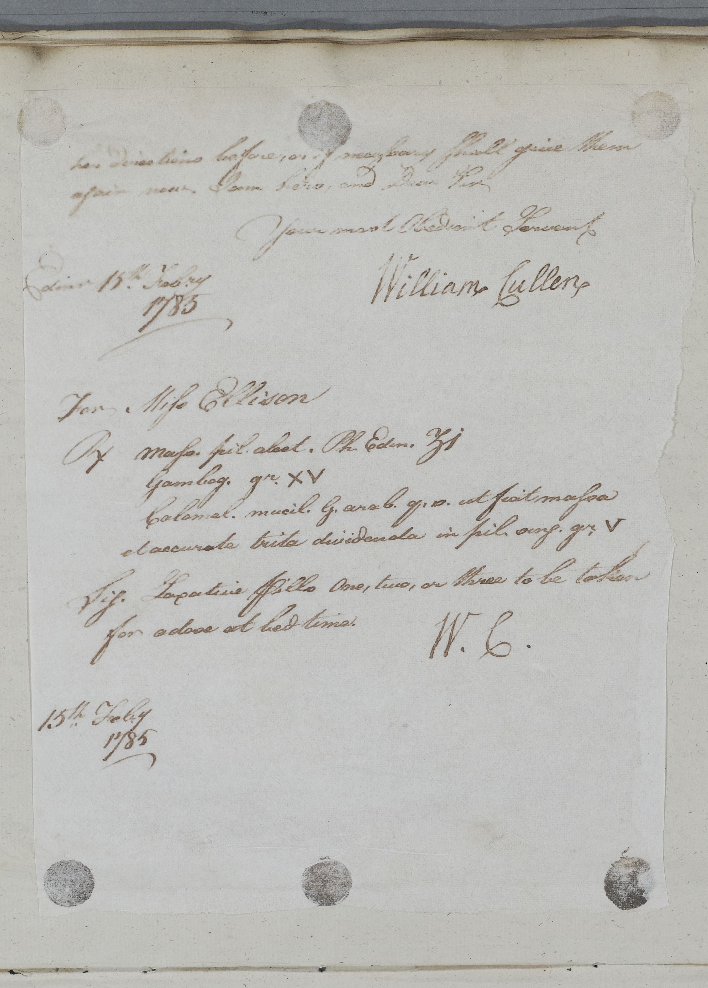 The Cullen Project | [ID:4984] From: Dr William Cullen (Professor ...